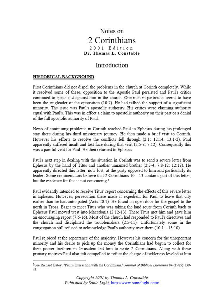 Notes On 2 Corinthians | PDF | Paul The Apostle | God The Father