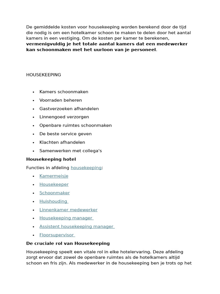 HOUSEKEEPING | PDF