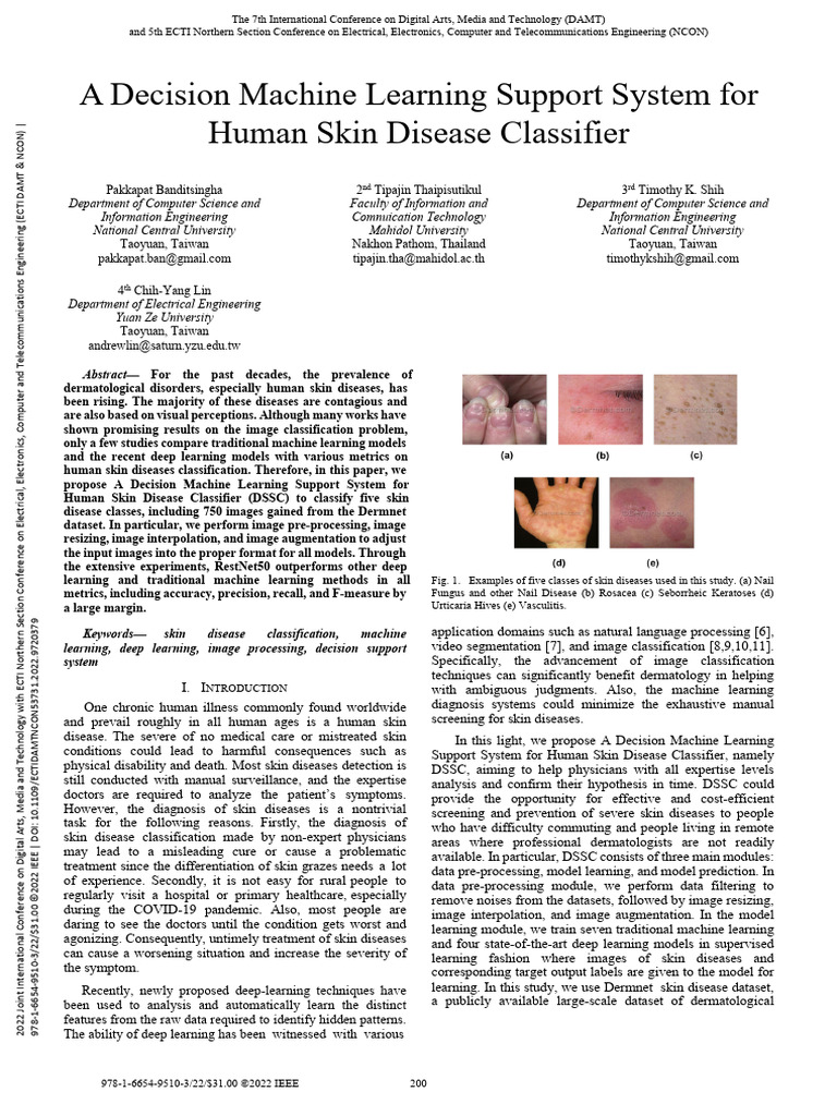 A Decision Machine Learning Support System For Human Skin Disease Classifier | PDF | Machine ...