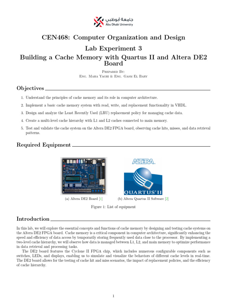 CEN468 Lab 3 V2 | PDF | Cpu Cache | Vhdl
