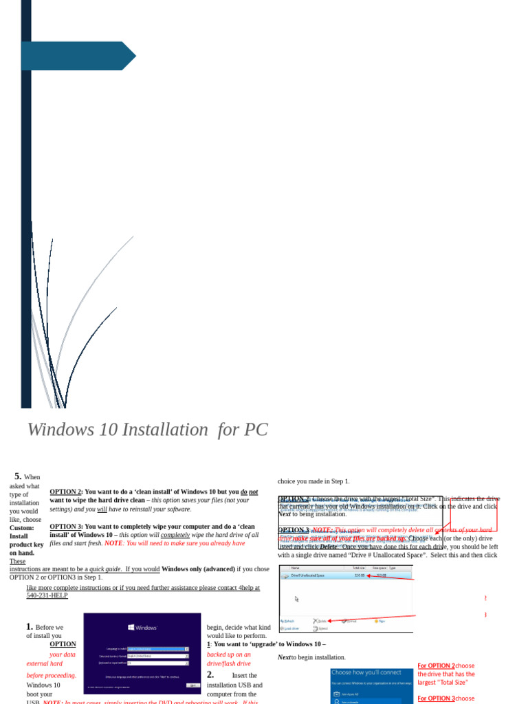 Windows10 Install Instructions | PDF | Windows 10 | Booting