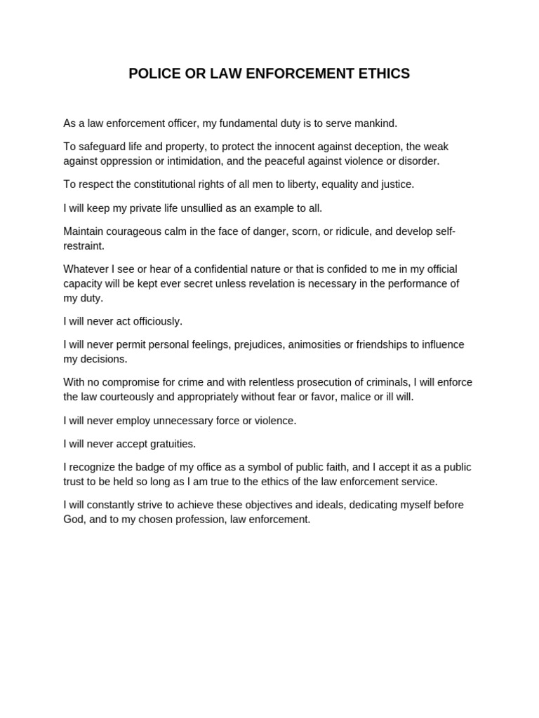 Police or Law Enforcement Ethics | PDF | Social Science