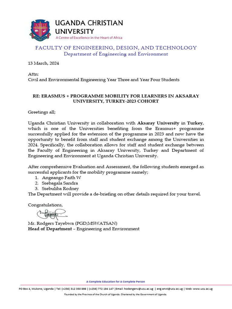 Erasmus Letter_2024 | PDF