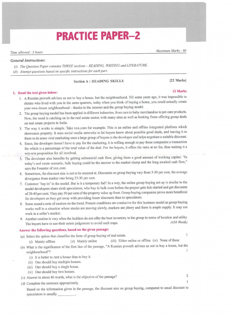 English Practice Paper 2 | PDF