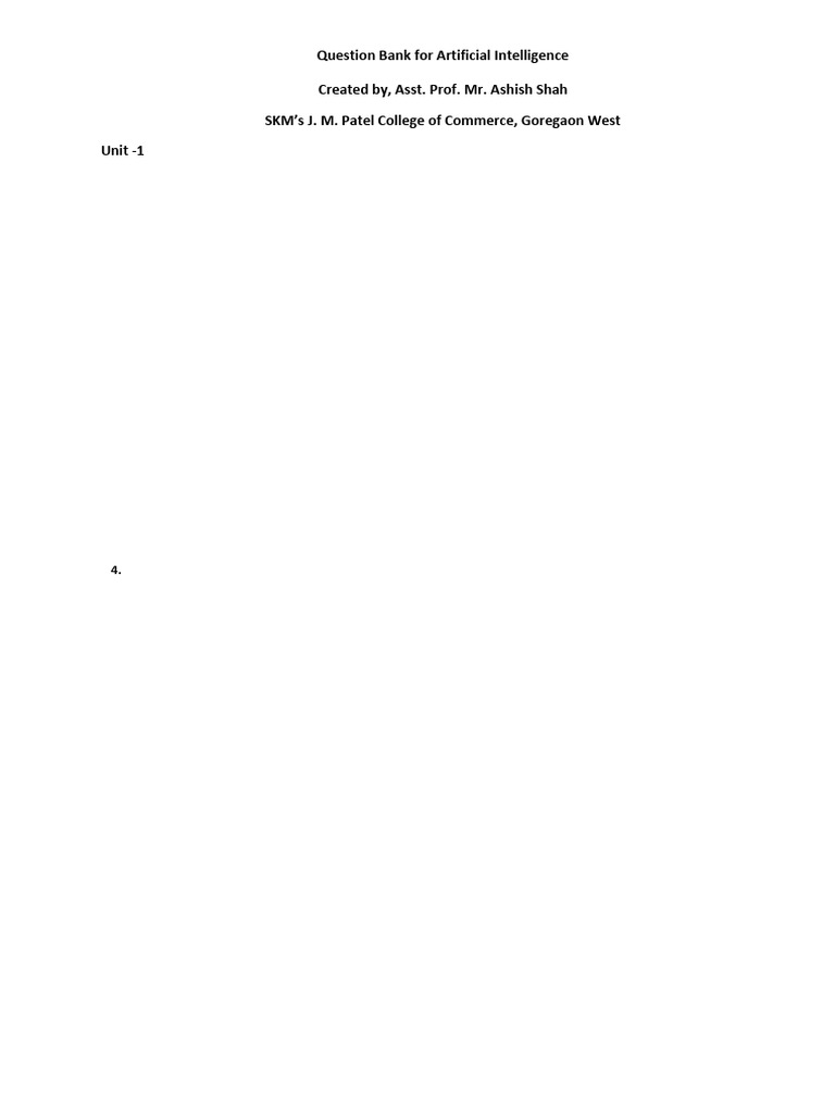 Question Bank For A.I, TYIT SEM-5 | PDF | First Order Logic ...