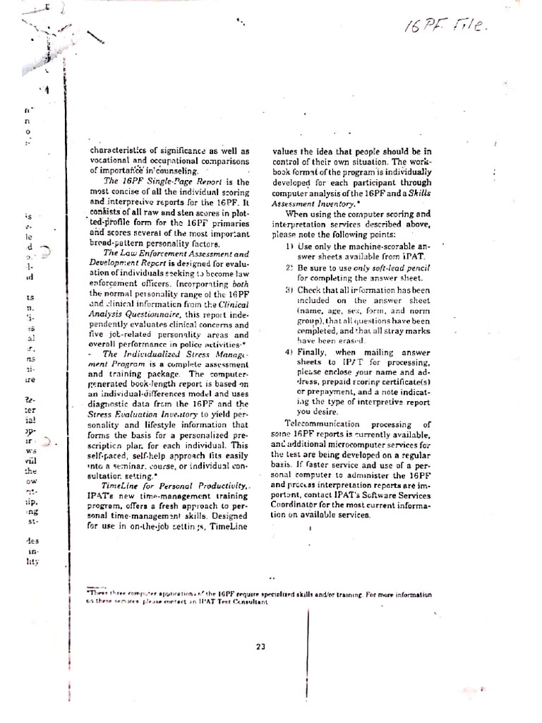 16PF Detailed Assessment | PDF