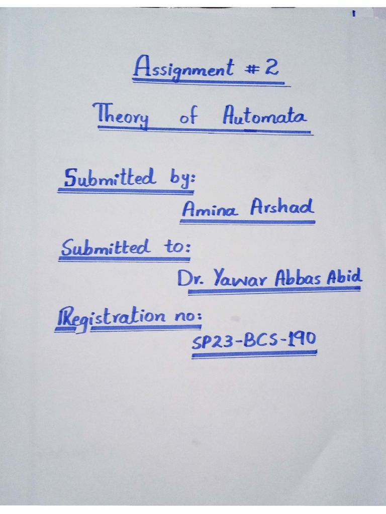 Theory of Automata Assignment 2 | PDF