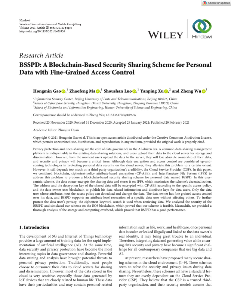 BSSPD - A Blockchain-Based Security Sharing Scheme For PersonalData ... BSSPD - A Blockchain-Based Security Sharing Scheme For PersonalData ...