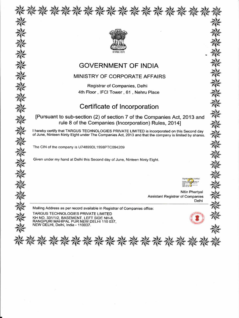 Company Identification Number - 20241116 - 0001 | PDF | Corporate Law ...