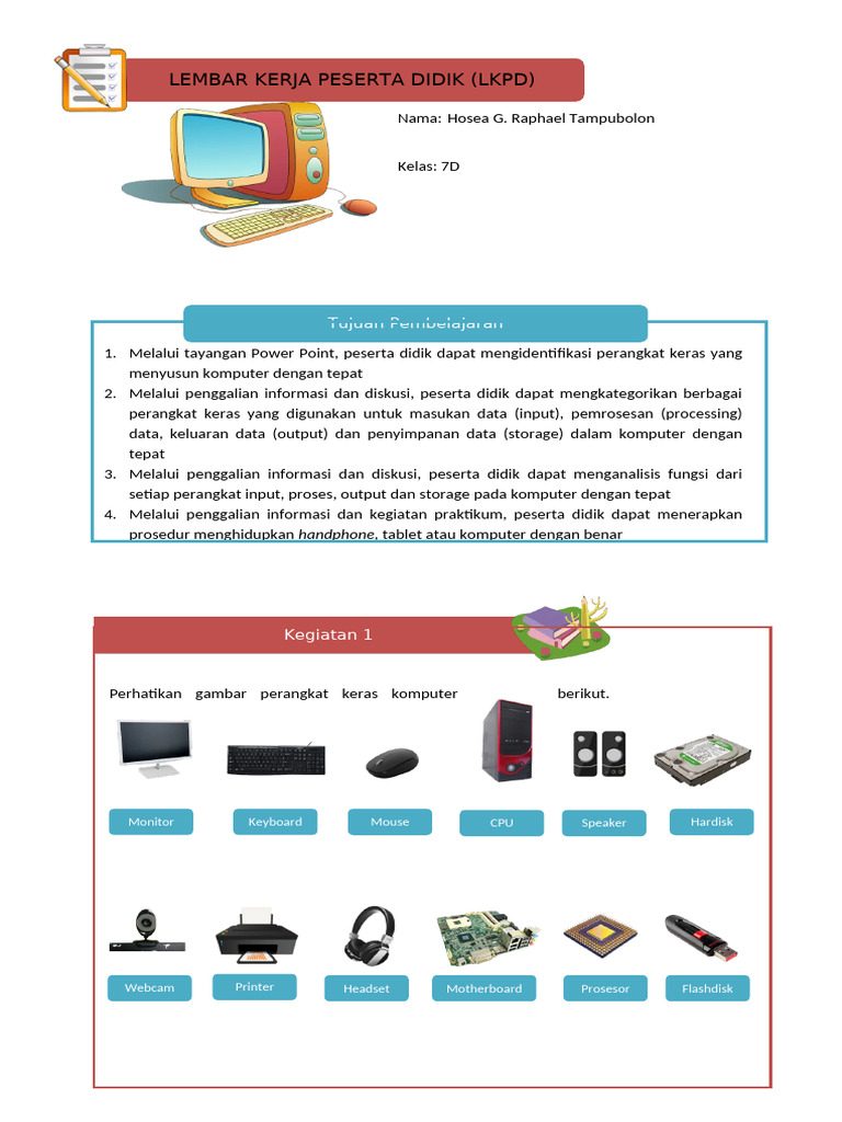 LKPD Perangkat Keras Komputer Raphael 7D | PDF