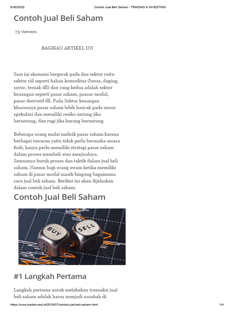 Panduan Jual Beli Saham untuk Pemula | PDF