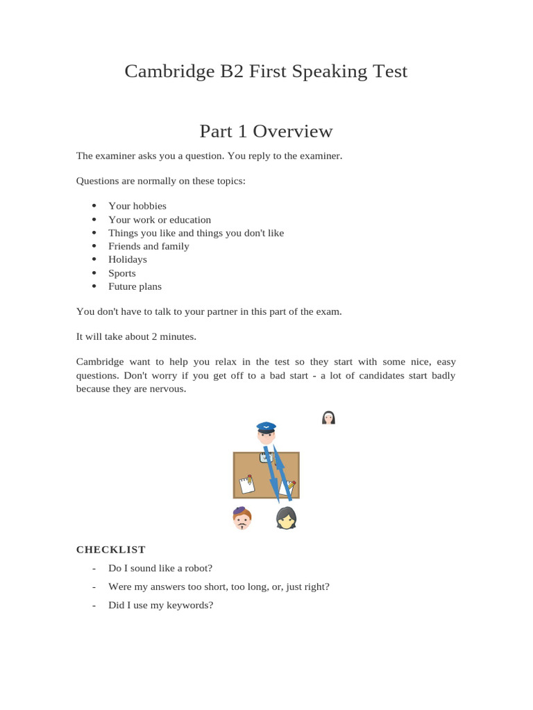 Fce. Speaking Test Overview | PDF | Question