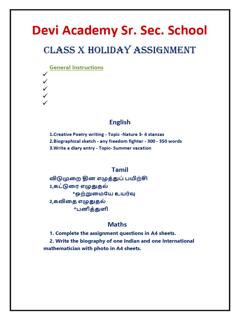 Class 10 Holiday Assignment | PDF | Art