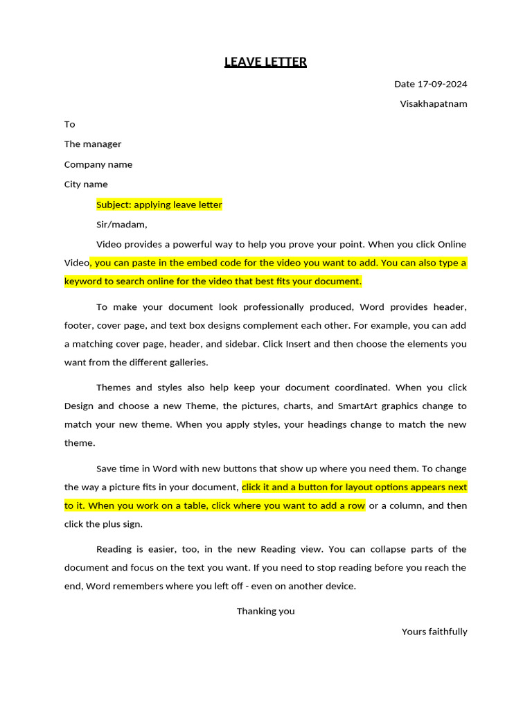 Leave Letter | PDF