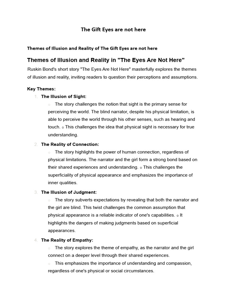 The Gift Eyes Are Not Here 1 | PDF | Visual Perception | Perception