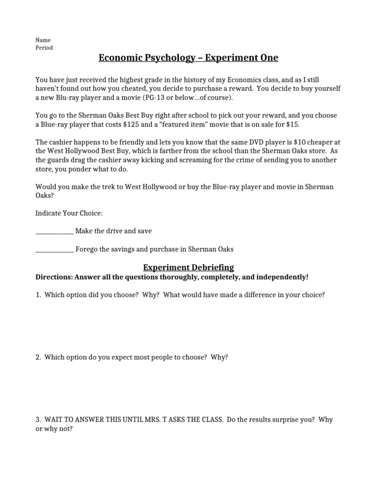 Opportunity Cost Worksheet | PDF