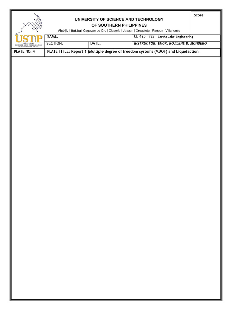 CE425 (Report 1 Template) | PDF