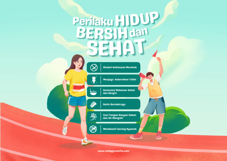 Poster Perilaku Hidup Bersih Dan Sehat Ilustratif Hijau Dan Putih | PDF