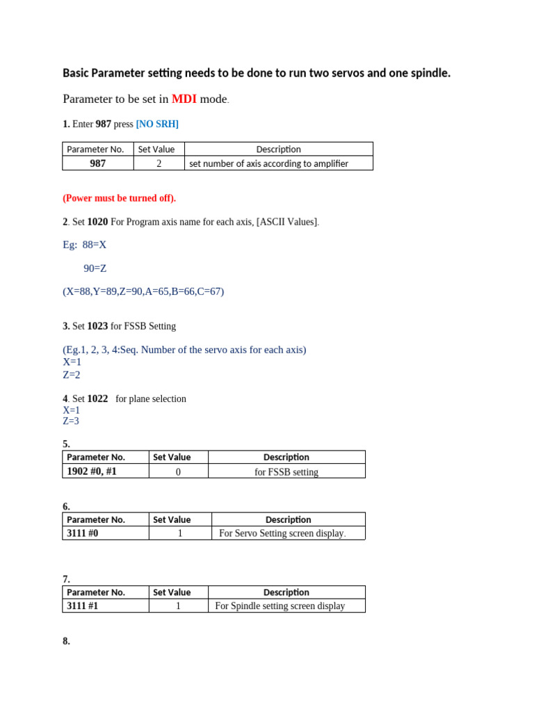 1.basic Parameter Setting Needs To Be Done To Run Two Servo and One Spindle Sree Edited | PDF ...