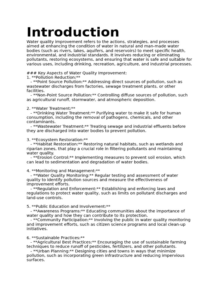 Water Quality Improvement Strategies | PDF | Water Pollution | Surface ...