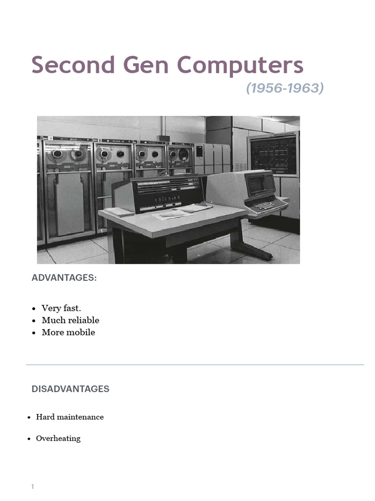 Second Gen Computers: Advantages | PDF