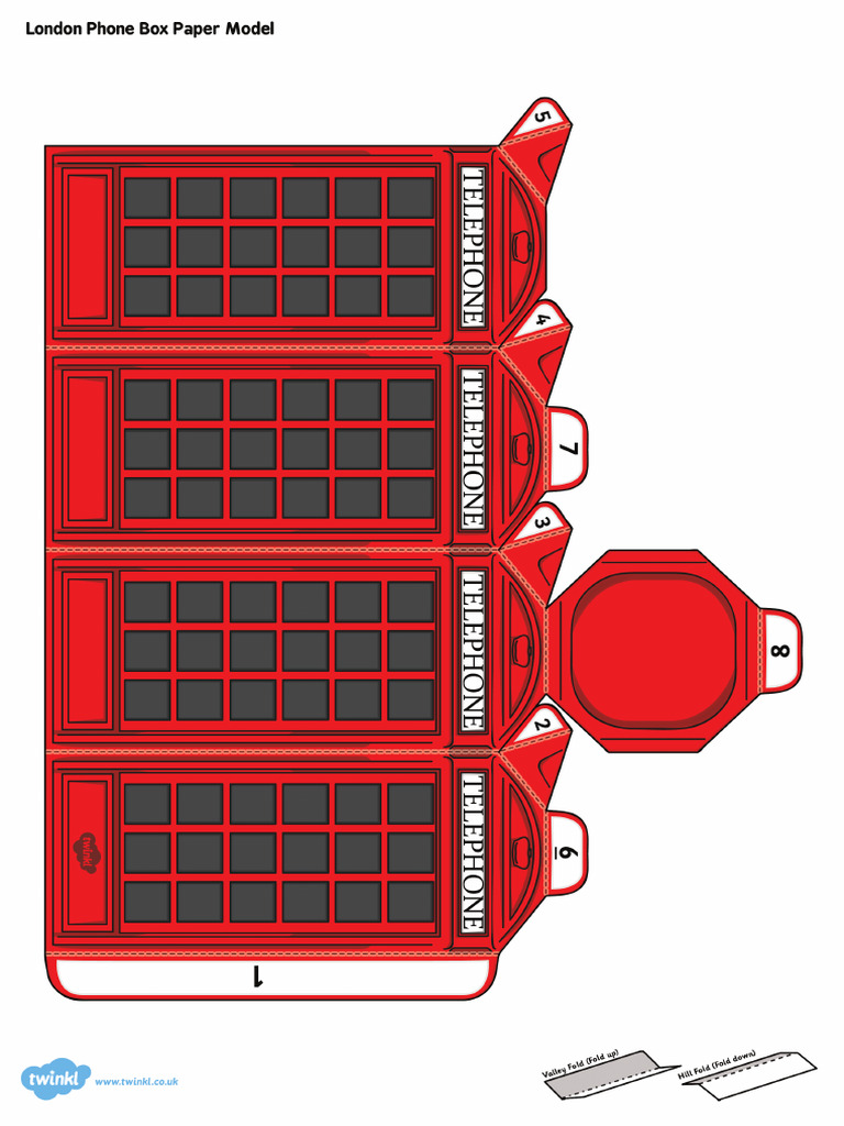 T T 17458 London Phone Box Paper Model | PDF