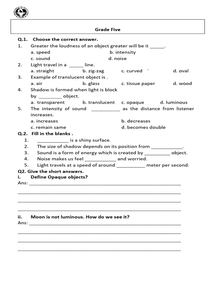 Science Class 5TH Sheet 2 | PDF
