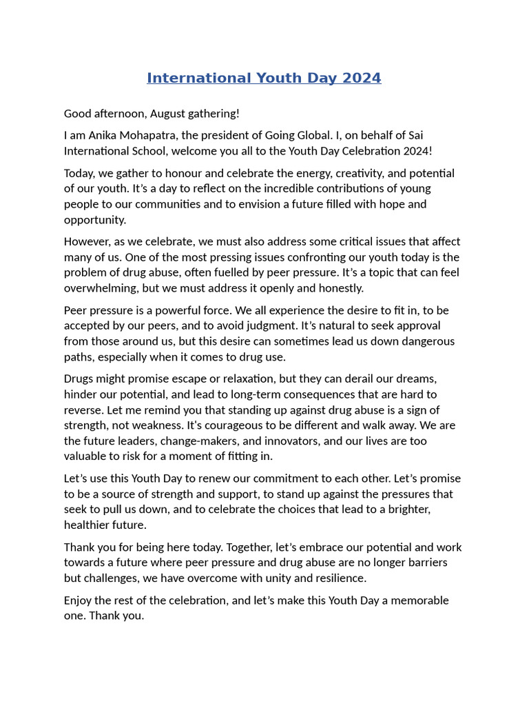 IYD Speech 2024 | PDF
