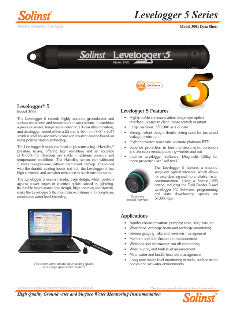 Levelogger 5 Series | PDF | Pressure Measurement | Telemetry
