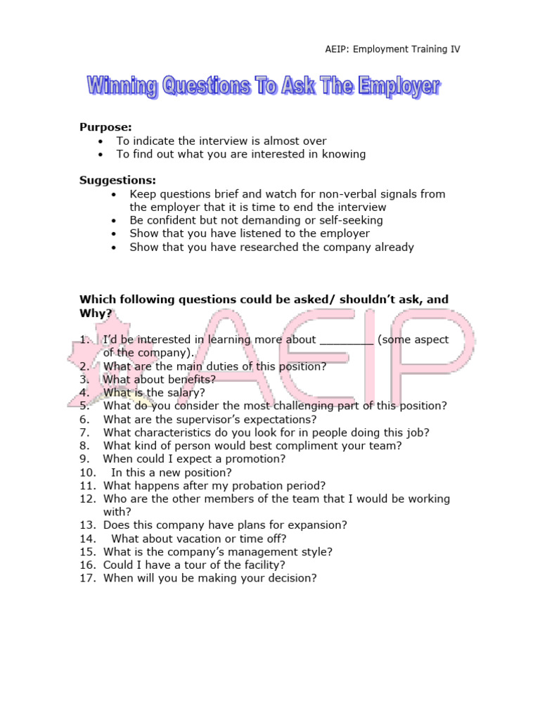 Winning Questions To Ask-Practise | PDF