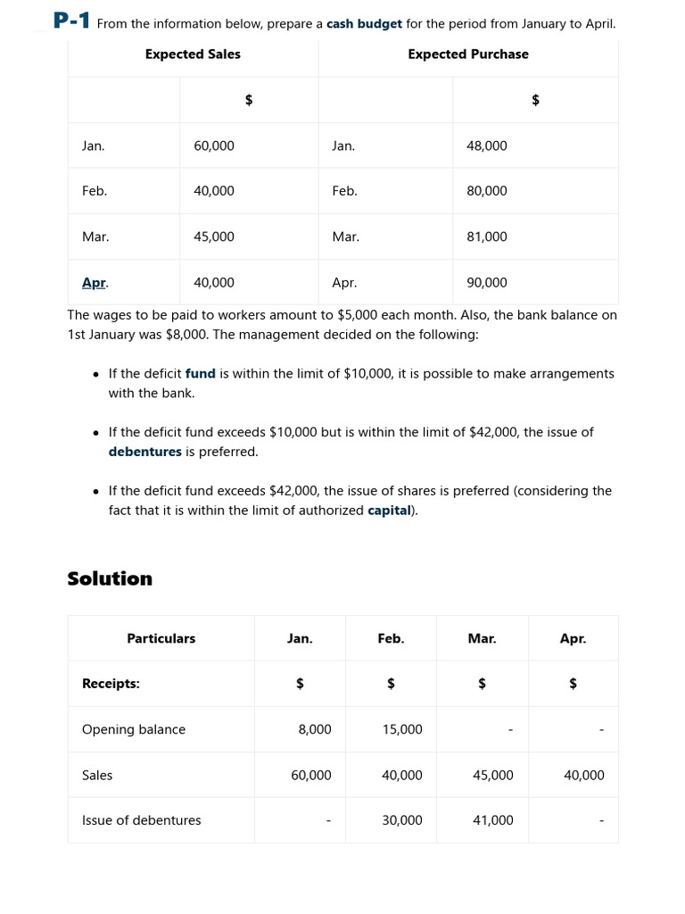 Monthly Cash Budget Preparation | PDF | Dividend | Budget