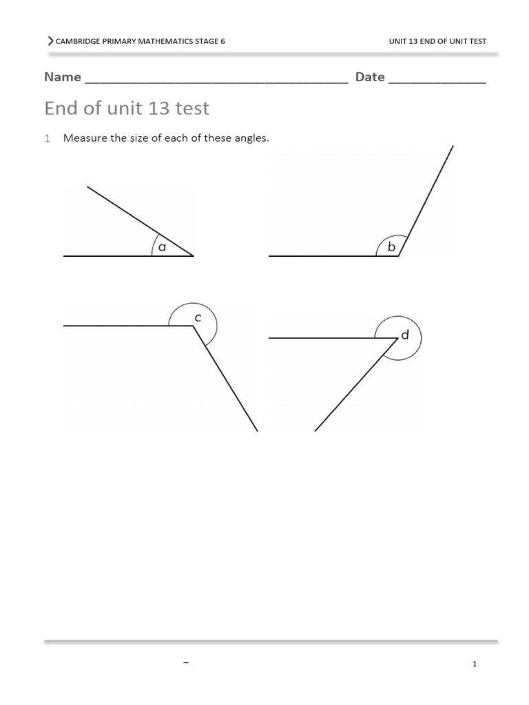 Grade 6 Unit 13 Math Test | PDF