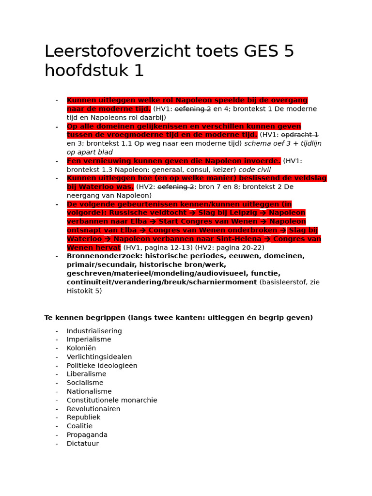 Leerstofoverzicht Toets Hoofdstuk 1 | PDF