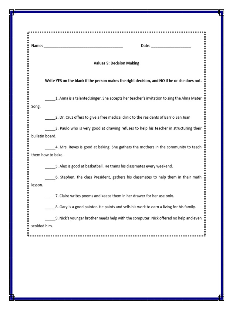 Values Activity | PDF