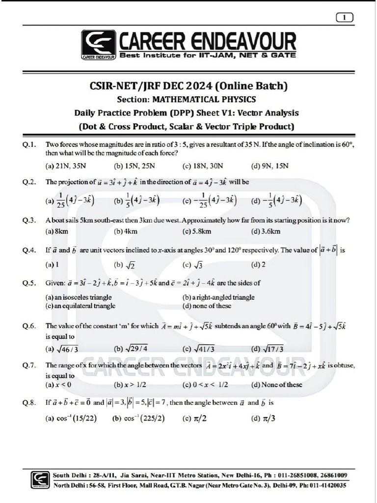 Vector DPP 1 and 2 | PDF