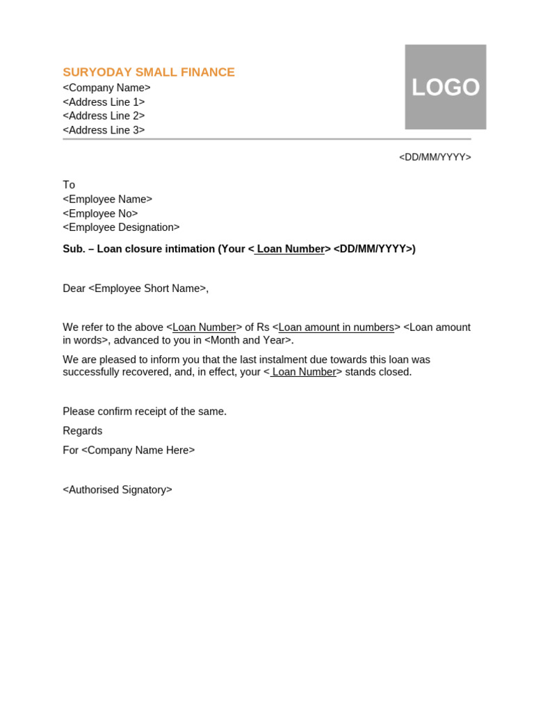 Loan Closure Letter | PDF