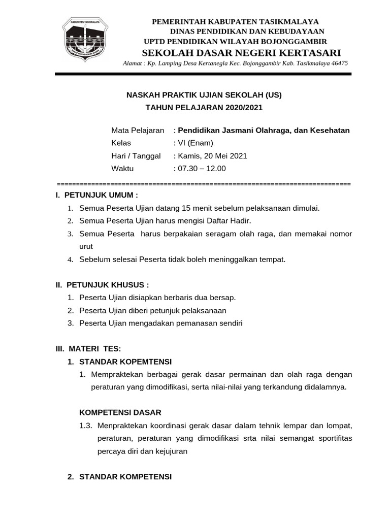 Naskah Praktek PJOK 2021 | PDF