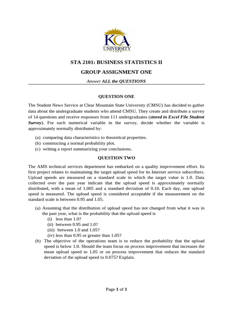 STA 2101 Assignment - 1 | PDF