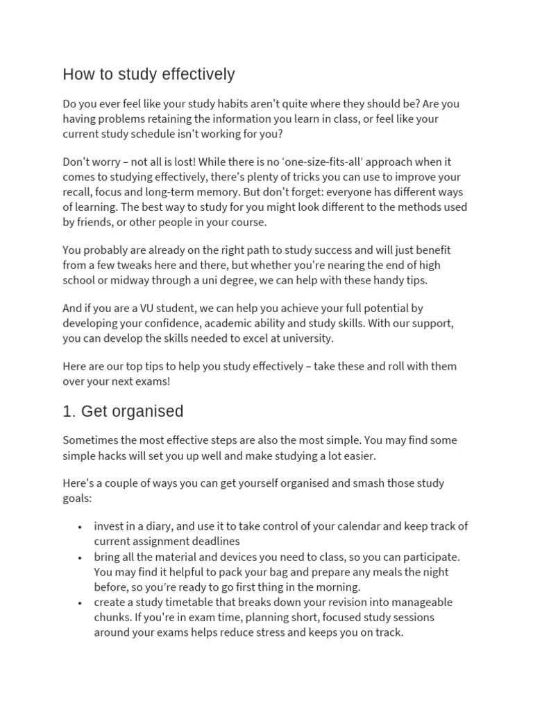 How To Study Effectively | PDF | Study Skills | Cognitive Science