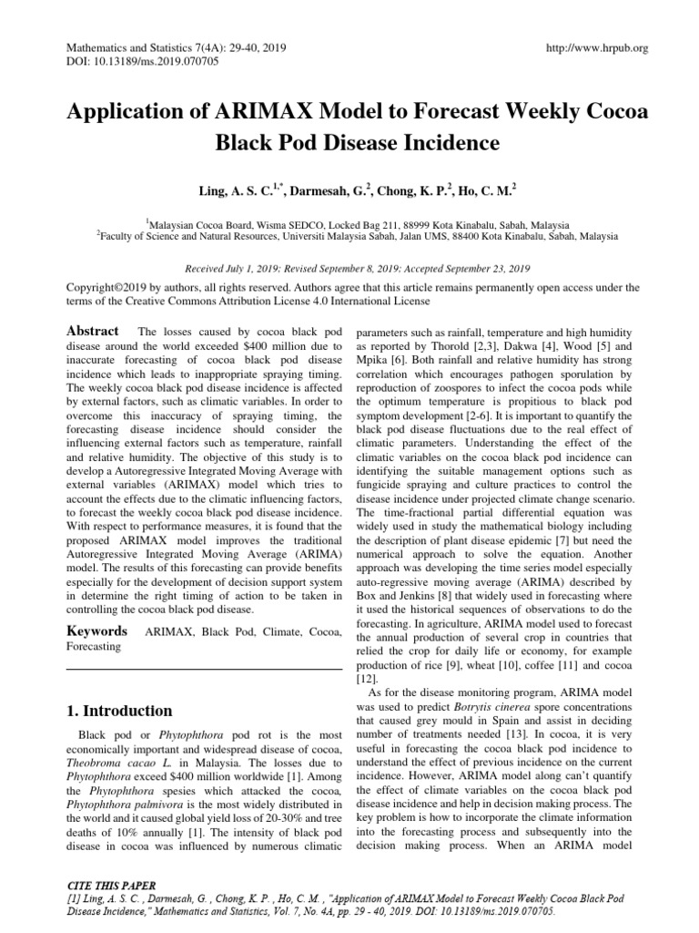 Application of ARIMAX Model To Forecast | PDF | Autoregressive Integrated Moving Average ...