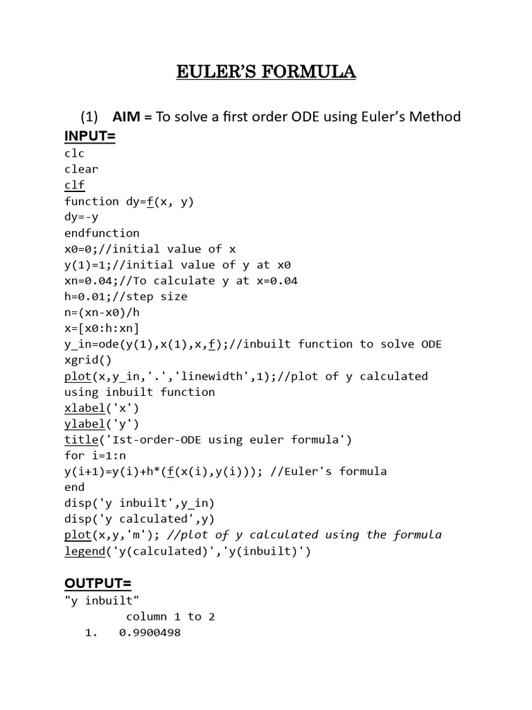 Euler's Method for ODEs Explained | PDF