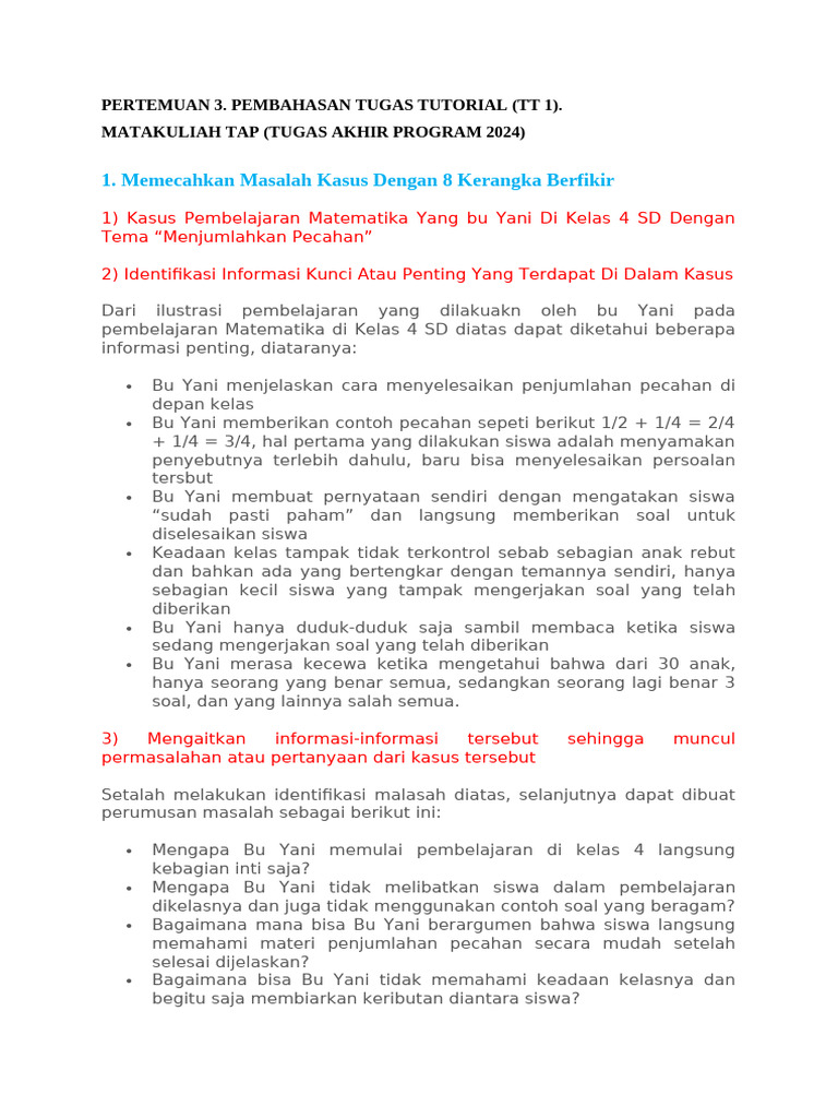 Analisis Pembelajaran Matematika SD | PDF