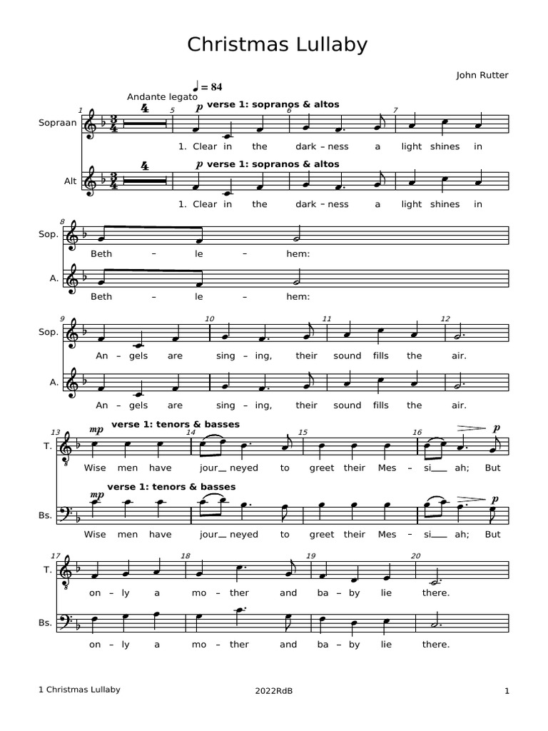 Christmas Lullaby John Rutter | PDF | Choral Music | Vocal Music