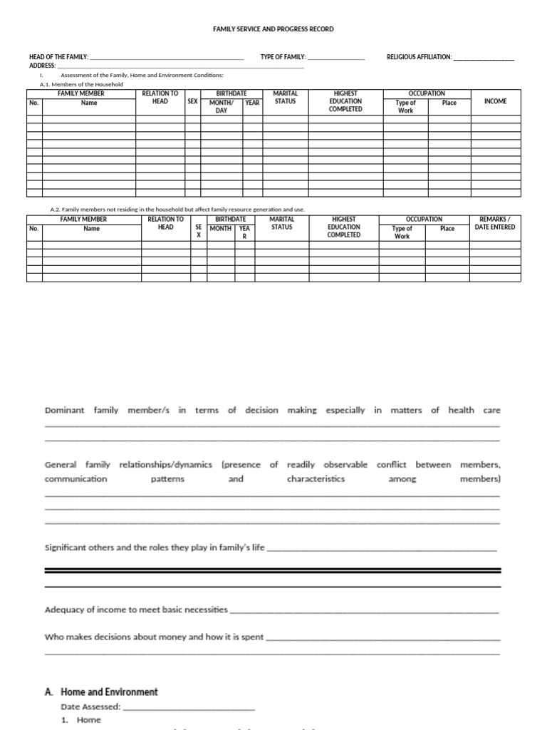 Family Service Progress Record | PDF | Malnutrition | Sanitation