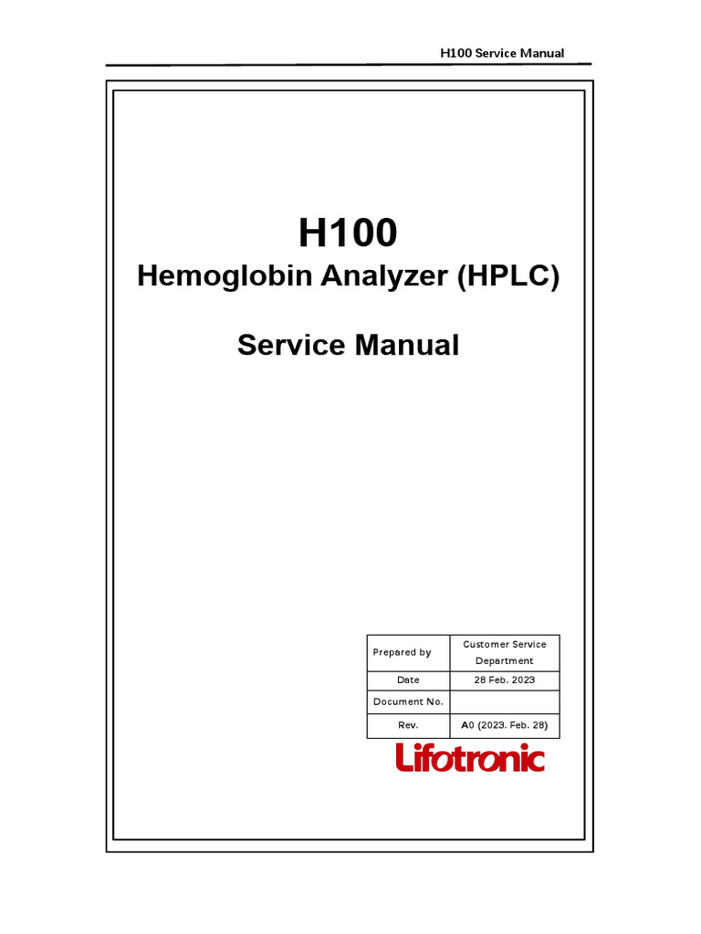 H100 Hemoglobin Analyzer Service Manual | PDF | Chromatography ...
