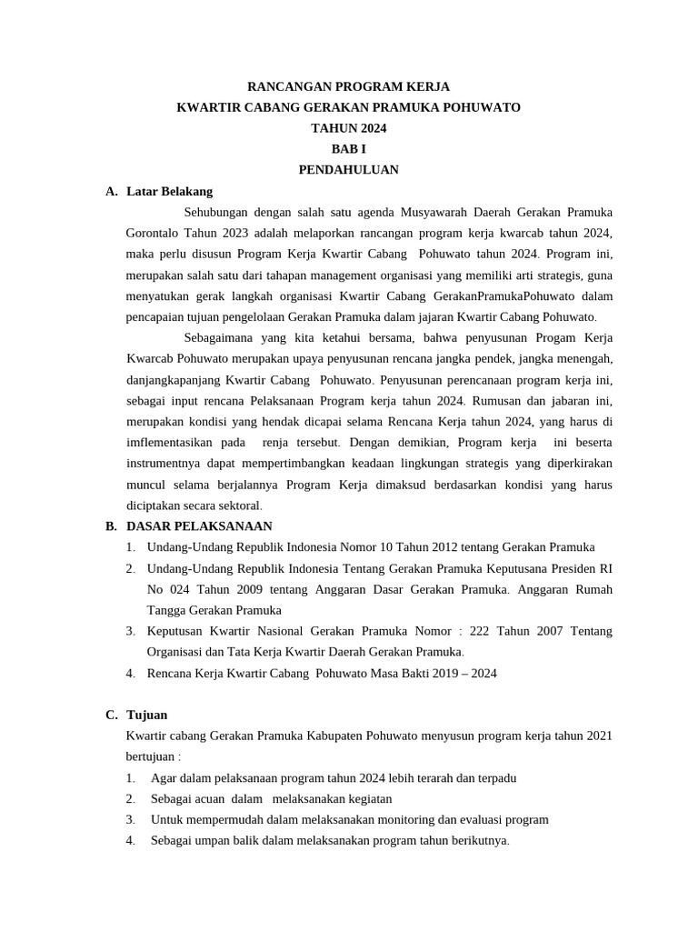 Rancangan Program Kerja 2024 | PDF
