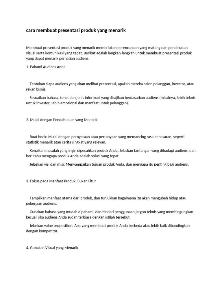 Cara Membuat Presentasi Produk Yang Menarik | PDF | Bisnis