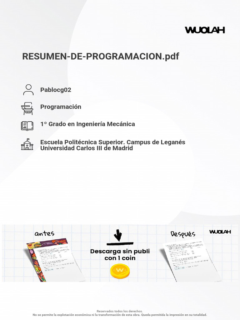 Wuolah Free RESUMEN DE PROGRAMACION | PDF | Ingeniería de software | Informática