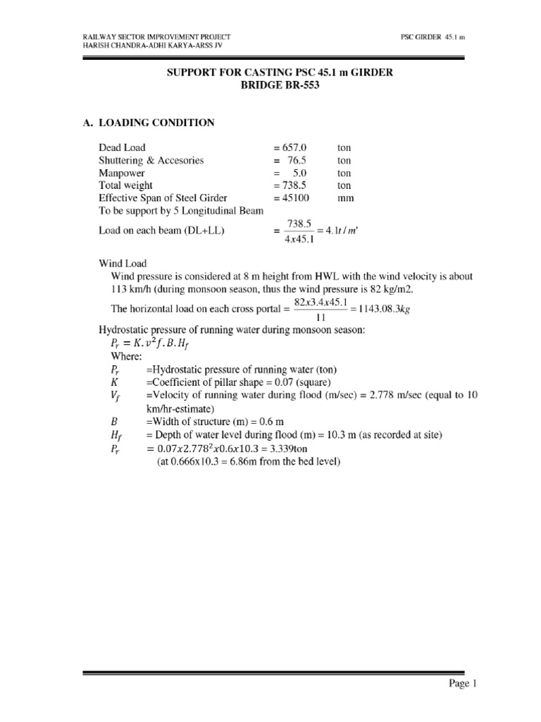 Calculation For Temporary Staging of PSC 45.1m - ILIDE - INFO Platform ...