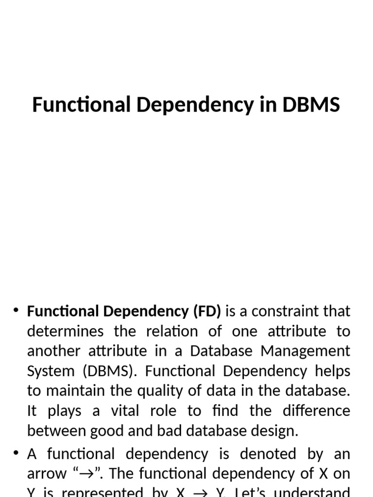 Presentation5 - Functional Dependency in DBMS | PDF | Mathematical Logic | Computer Programming